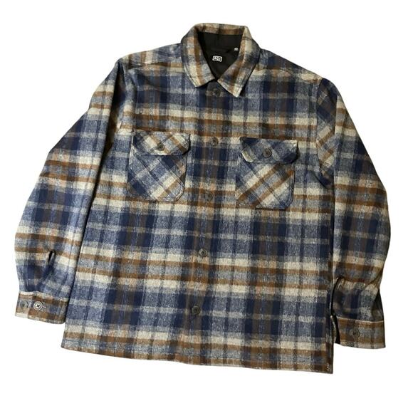 RDI | Jackets & Coats | Grey And Blue Plaid Rdi Button Up Heavy Shacket ...